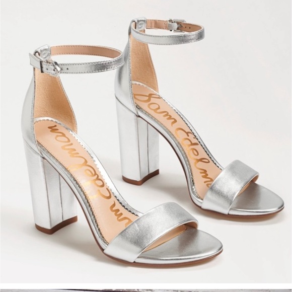Sam Edelman | Shoes | Sam Edelman Silver Metallic Strappy Yaro Block ...
